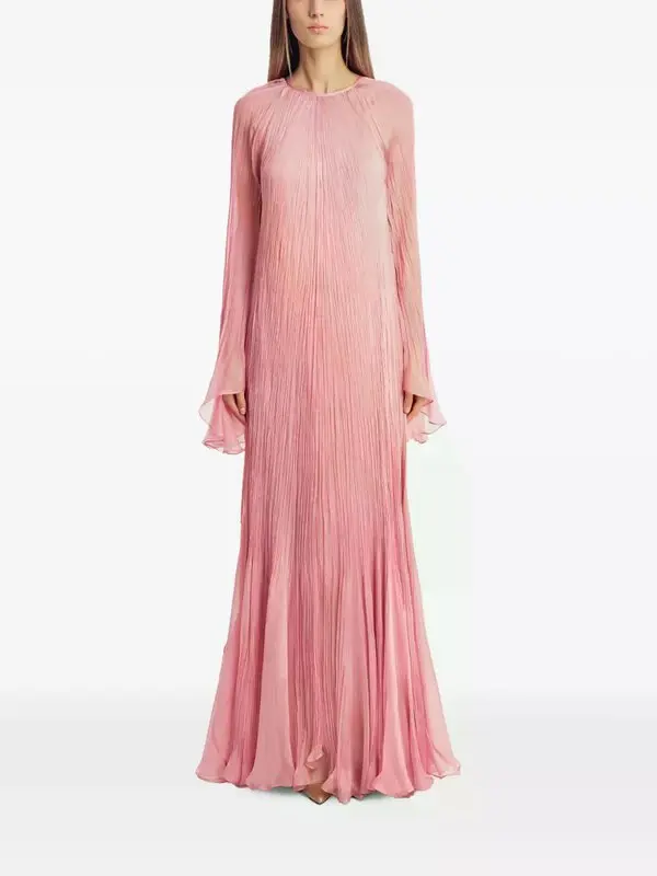 IRINA SCHROTTER Plissé Effect Maxi Dress - Pink
