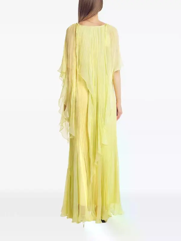 IRINA SCHROTTER Pleated Ruffled Gown - Yellow