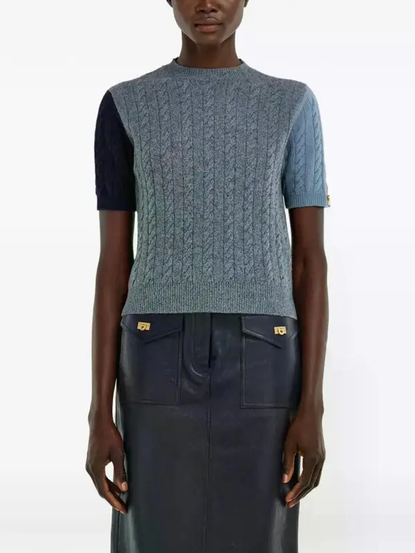 FERRAGAMO Short Sleeve Gancio Detail Top