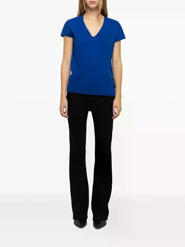 Zadig&Voltaire Fishnet Star-patch V-neck T-shirt