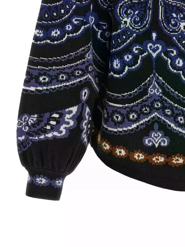 Farm Rio Jacquard Balloon Sleeve Sweater