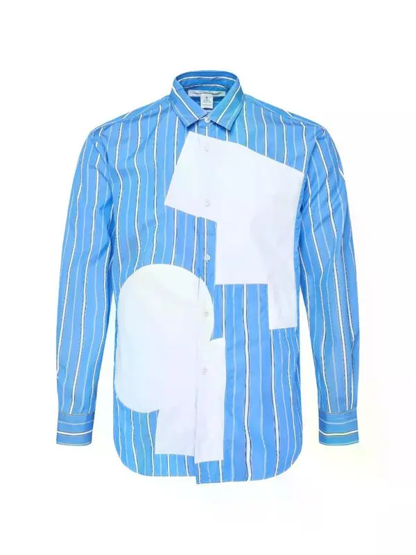 Comme Des Garçons Patchwork Striped Shirt - Blue