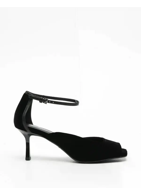 Lola Cruz Leather Velvet Ankle Strap Pumps