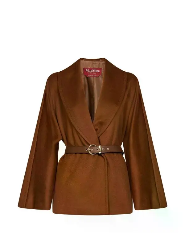 Max Mara Abissi Belted Shawl-collar Jacket - Brown