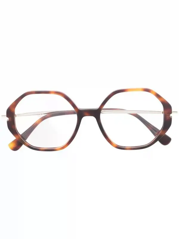 Max Mara Hexagonal Tortoiseshell Glasses - Brown