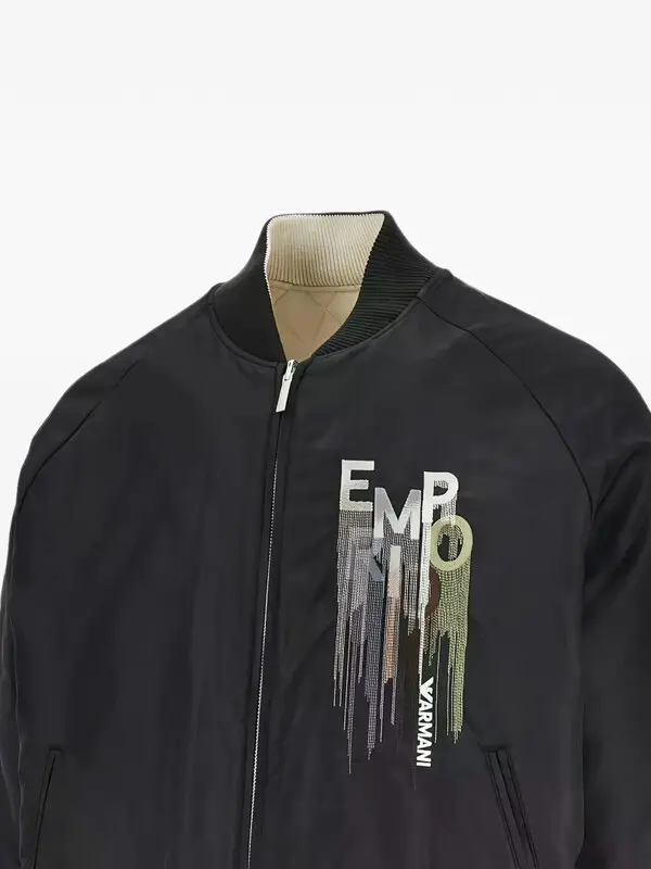 Emporio Armani Logo-embroidered Long-sleeve Bomber Jacket
