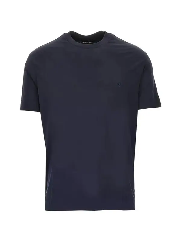 Emporio Armani Signature Logo-embroidered Crew-neck T-shirt - Blue