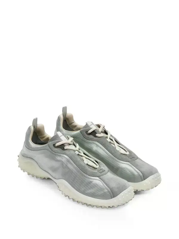 Miu Miu Bubble Technical Fabric And Suede Sneakers - Silver
