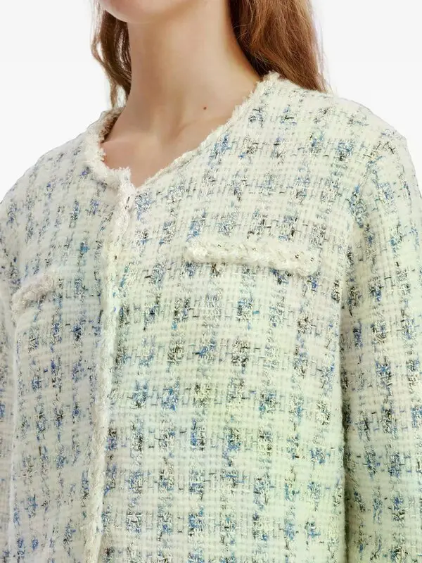 B+AB Tweed Frayed Cardigan