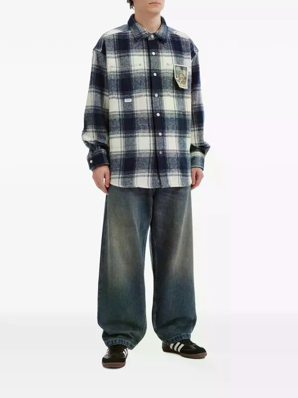 MUSIUM DIV. Check-pattern Embroidered Shirt