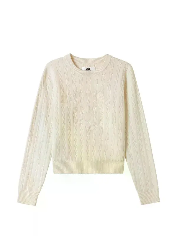 CHOCOOLATE Cable-knit Embroidered-crest Sweater - Neutrals