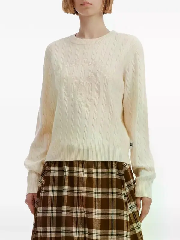 CHOCOOLATE Cable-knit Embroidered-crest Sweater