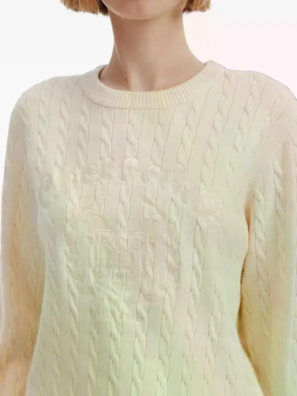 CHOCOOLATE Cable-knit Embroidered-crest Sweater