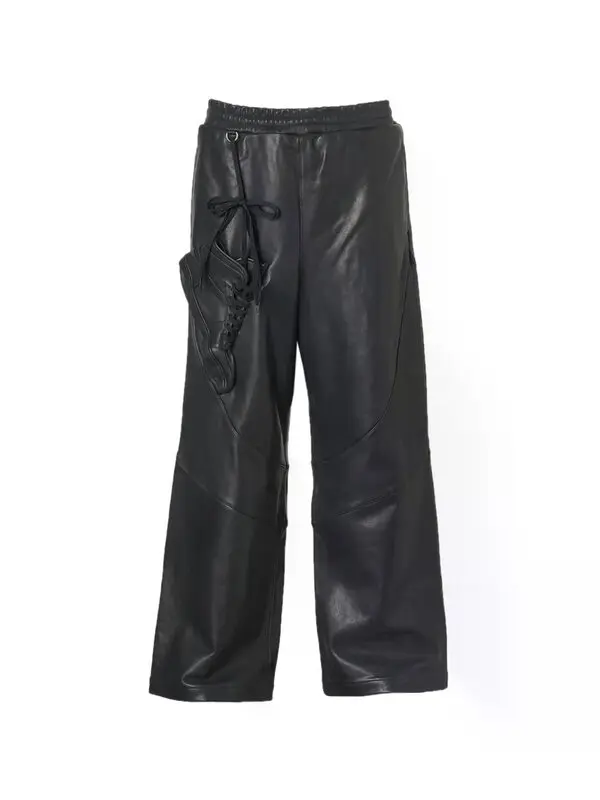 DOUBLET Basketball Shoe Pocket Leather Trousers - Black