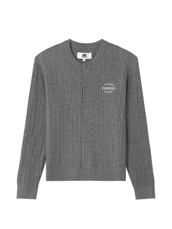 CHOCOOLATE Cable-knit Logo-embroidered Cardigan - Grey