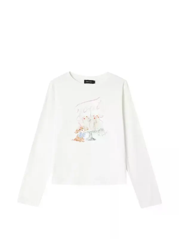 TOUT A COUP Graphic-print Long-sleeve T-shirt - White