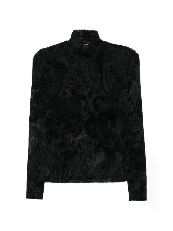 Just Cavalli Devoré Animal-pattern T-shirt
