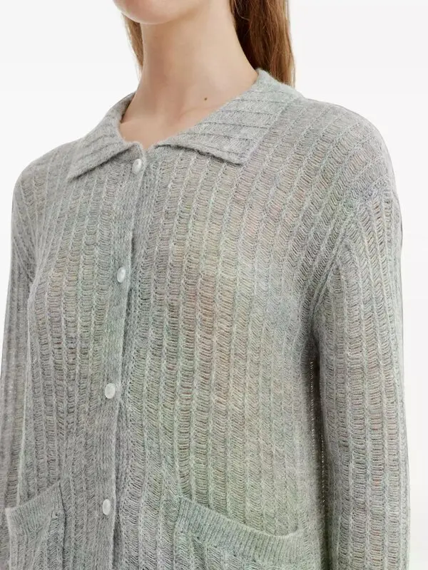 B+AB Ribbed Knit Button-front Cardigan With Collar