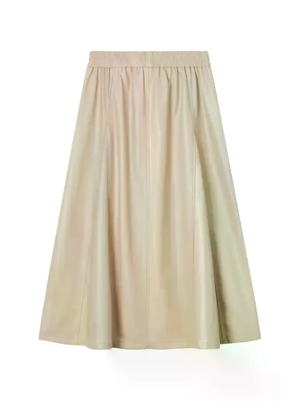 TOUT A COUP Midi Elasticated-waist Panelled Skirt - Neutrals