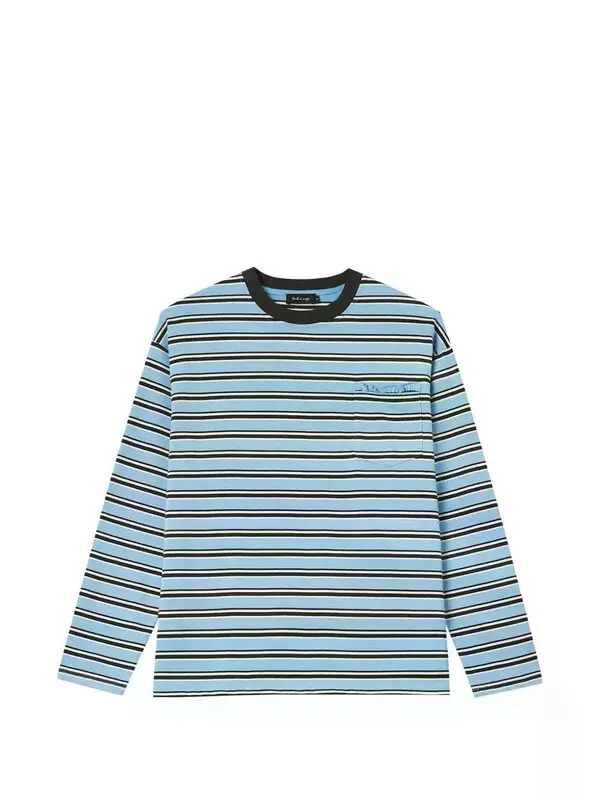 TOUT A COUP Striped Ruffled-pocket T-shirt