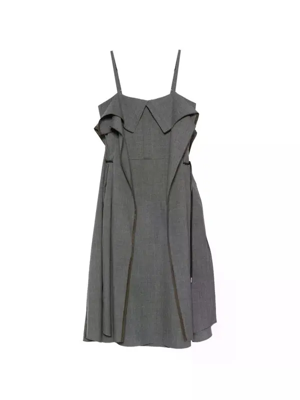 Sacai Layered-detail Sleeveless Midi Dress - Grey
