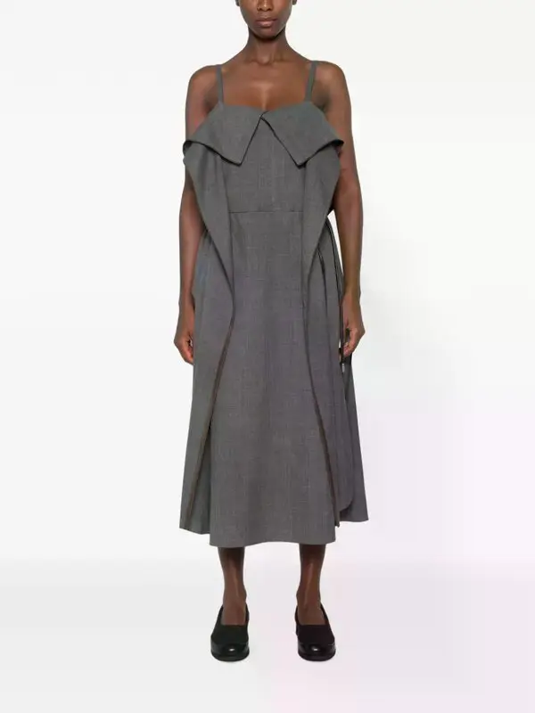 Sacai Layered-detail Sleeveless Midi Dress