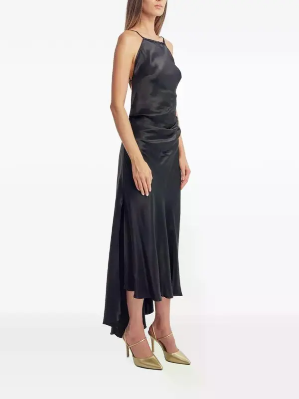 IRINA SCHROTTER Leyla Backless Asymmetric Midi Dress - Black