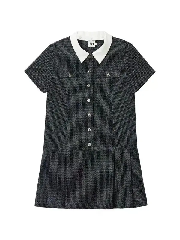 B+AB Mini Tweed-effect Pleated Dress