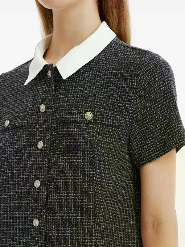 B+AB Mini Tweed-effect Pleated Dress