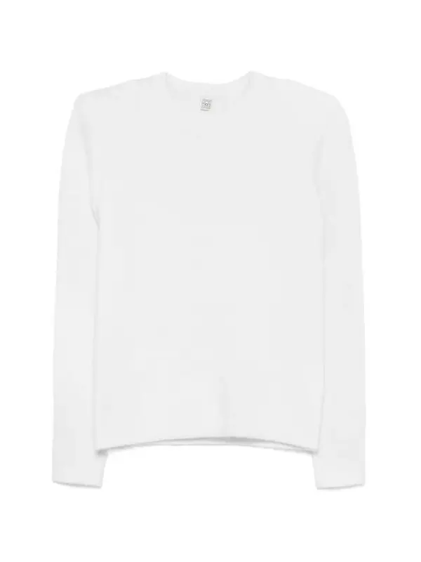 TOTEME Crew Neck Sweater With Padded Shoulders - Neutrals