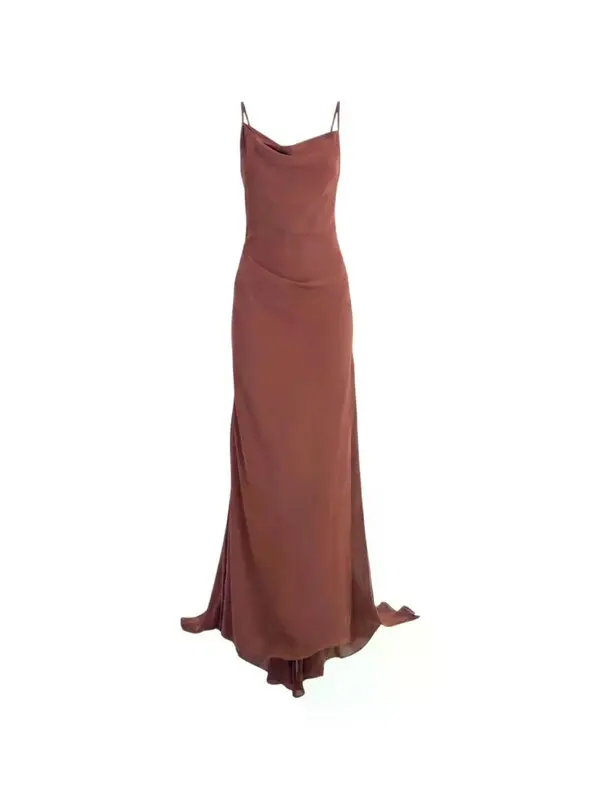 IRINA SCHROTTER Ruffled Cowl-neck Maxi Dress - Brown