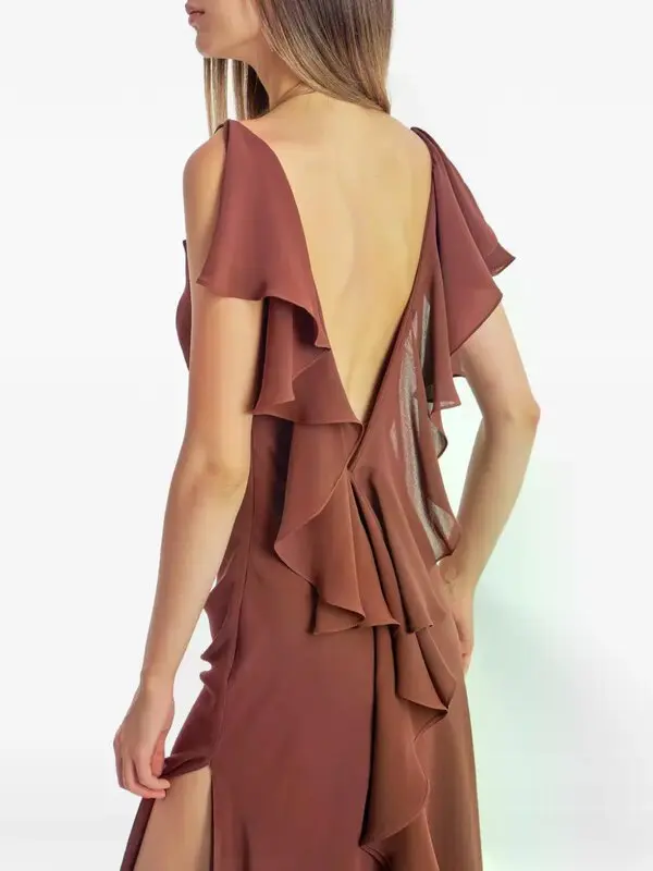 IRINA SCHROTTER Ruffled Cowl-neck Maxi Dress