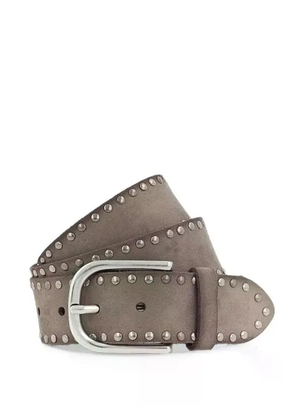 VANZETTI Stud-embellished Leather Belt - Grey