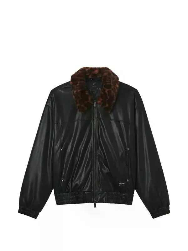 FIVE CM Leopard-print Collar Faux-leather Jacket