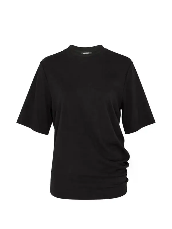CLUB21 COLLECTION Willa Mock-neck T-shirt With Gathered Detailing - Black