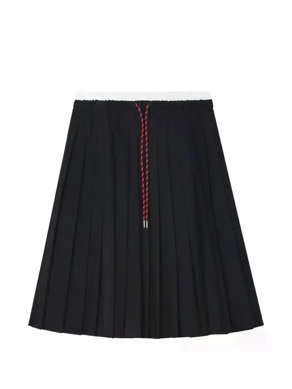 TOUT A COUP Pleated Drawstring Midi Skirt - Black