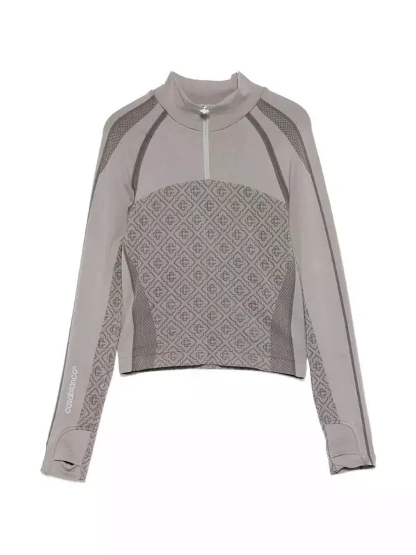 Casablanca Monogram-print Half-zip Top - Grey