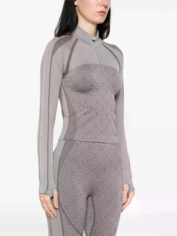 Casablanca Monogram Print Half-zip Top