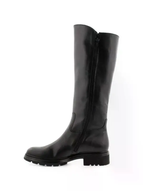 Gabor Knee-high Zip Detail Leather Boots - Black