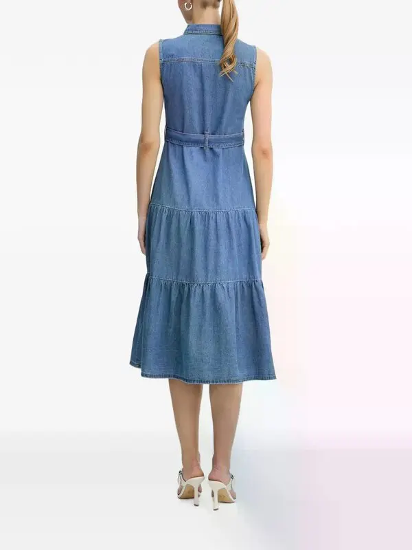 MORGAN Belted Tiered Midi Dress