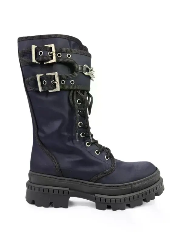 MADISON MAISON Buckled Chain-detail Boots - Blue