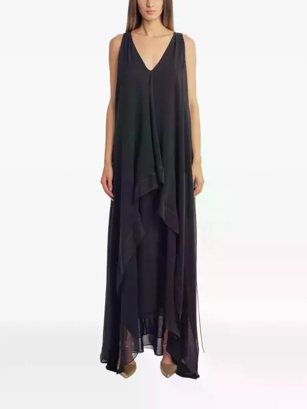 IRINA SCHROTTER Lyko Layered Asymmetric Maxi Dress - Black