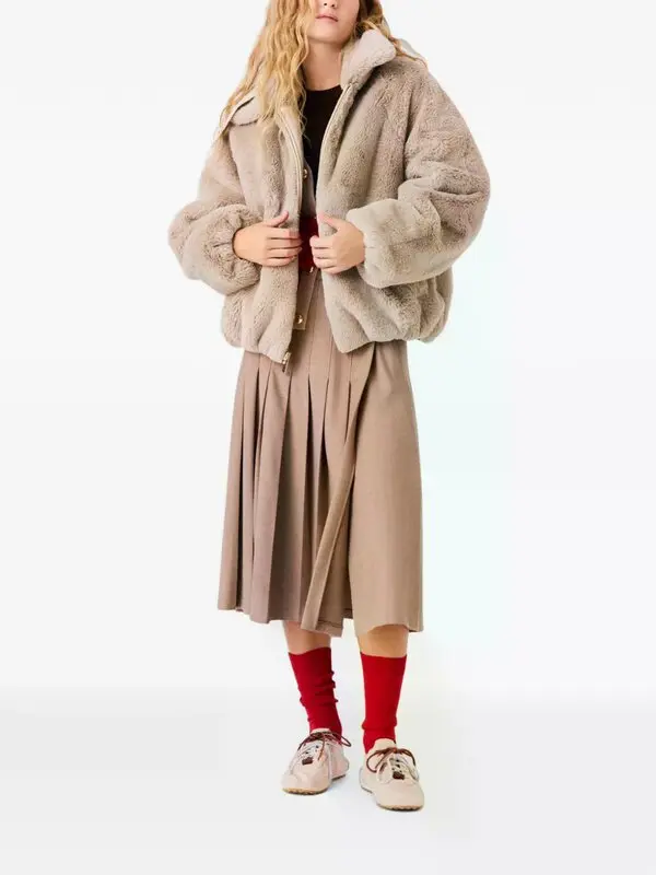 Maje Reversible Faux-fur Collar Puffer Jacket