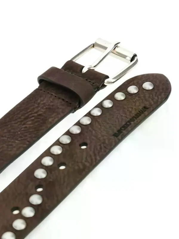 Emporio Armani Studded Leather Belt - Brown