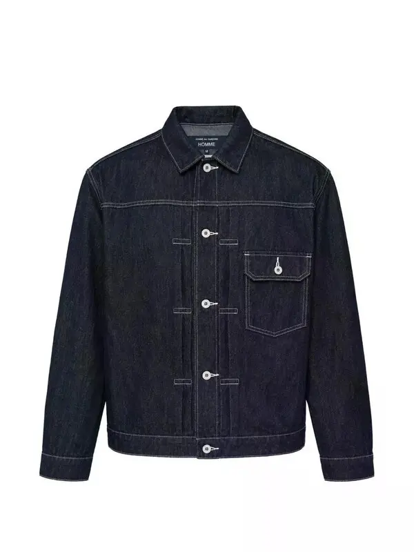 Comme Des Garçons Pleated-detail Denim Jacket - Blue