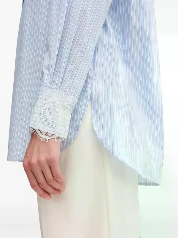 MOS MOSH Elinda Lace-trim Striped Shirt