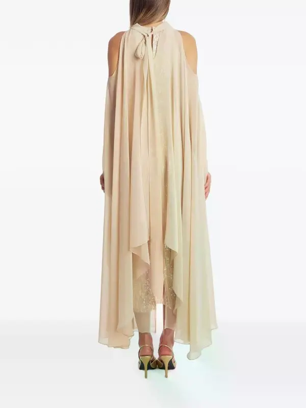 IRINA SCHROTTER Sequin-embellished Cape-overlay Midi Dress