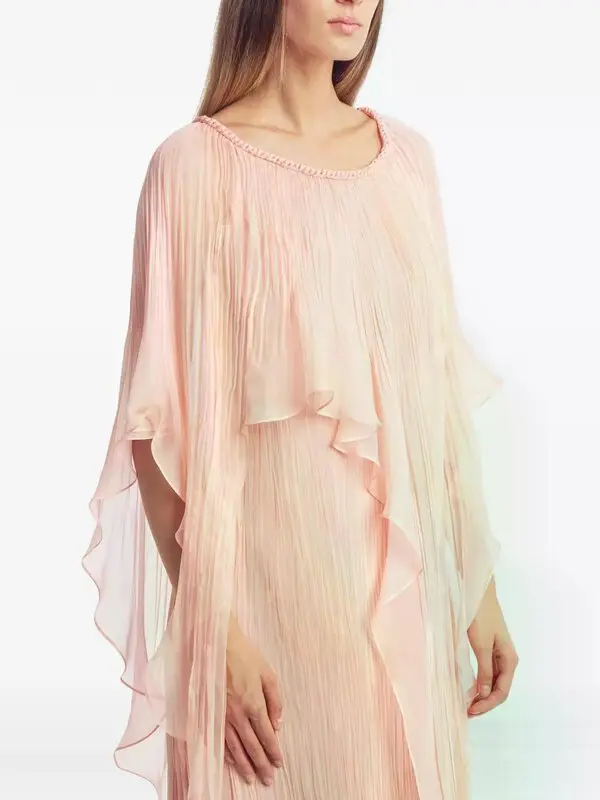 IRINA SCHROTTER Plissé-effect Ruffled Midi Dress