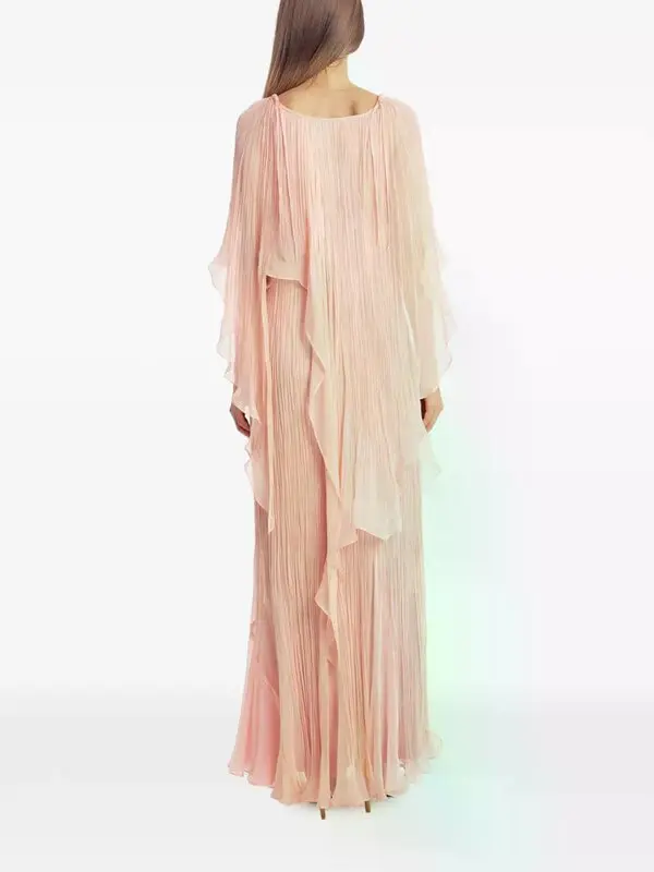 IRINA SCHROTTER Plissé-effect Ruffled Midi Dress