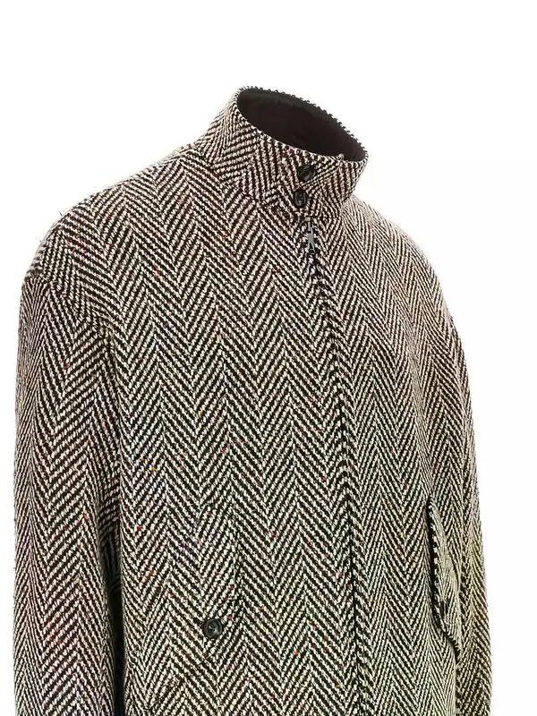 Emporio Armani Chevron Pattern High-neck Jacket - Brown